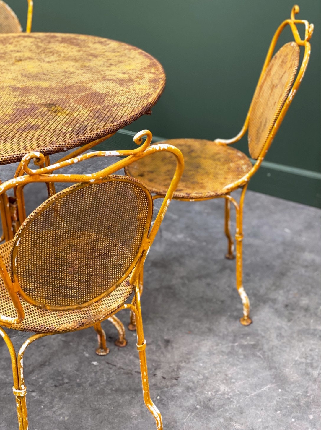 Weathered French Vintage Garden Set in the Manner of Mategot, 1930s ...