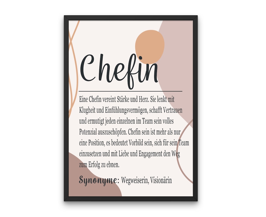 Chefin Boho Poster als Büro Deko: Definitionsposter Din A4 , als ...