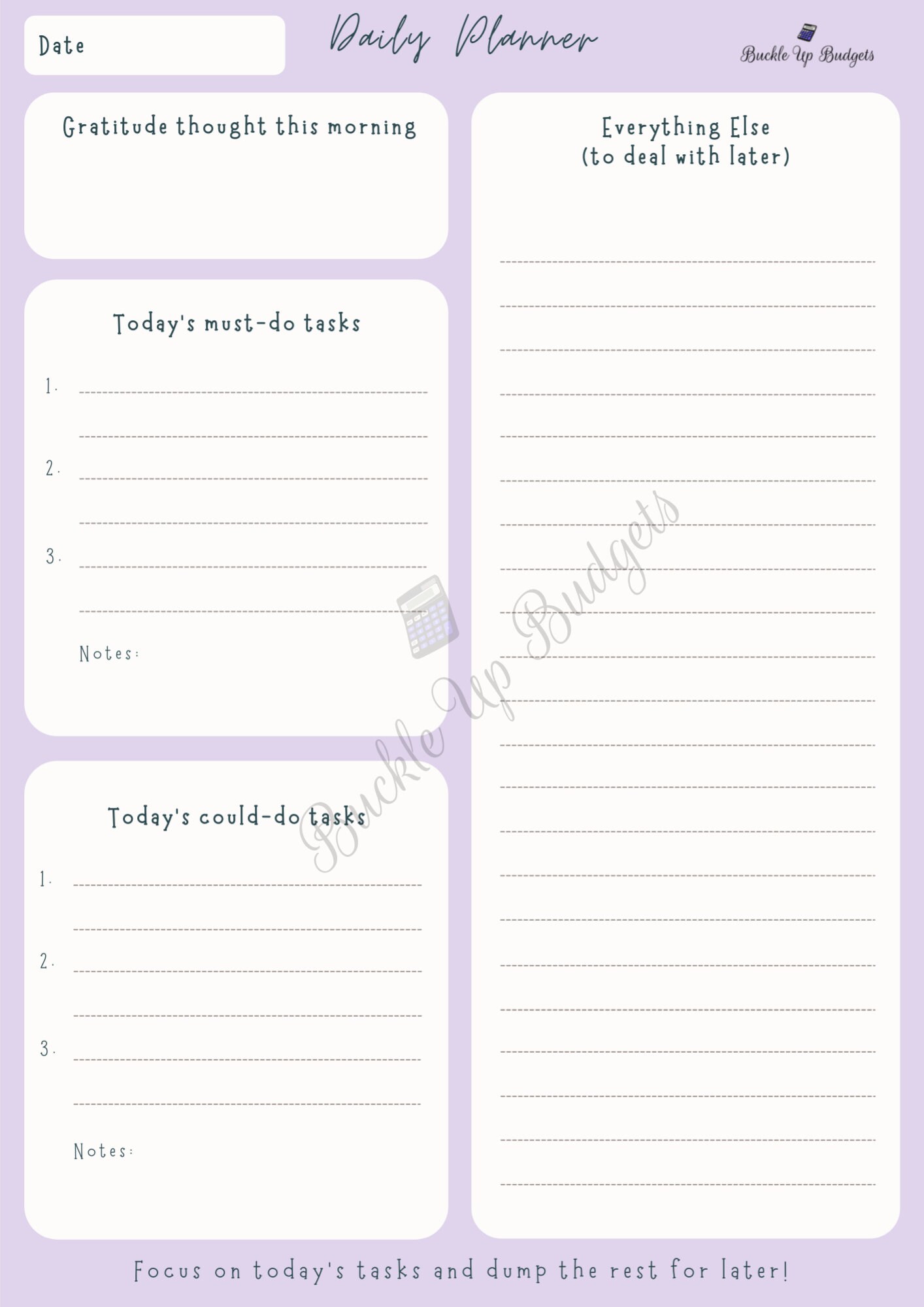 Daily Planner Printable | Daily to Do List for Work/home | Productivity ...