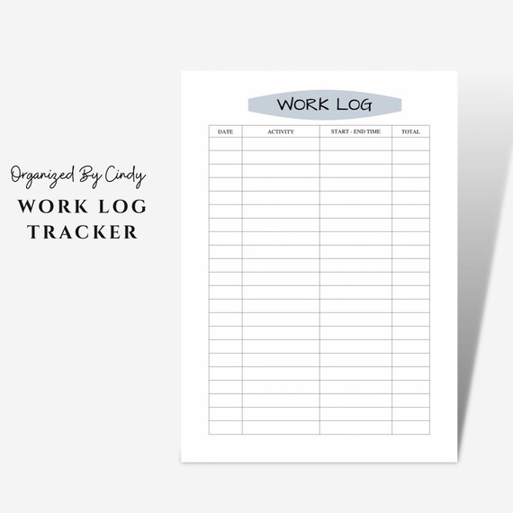 Work Log Tracker Work Log Work Log Tracking Work Log | Etsy
