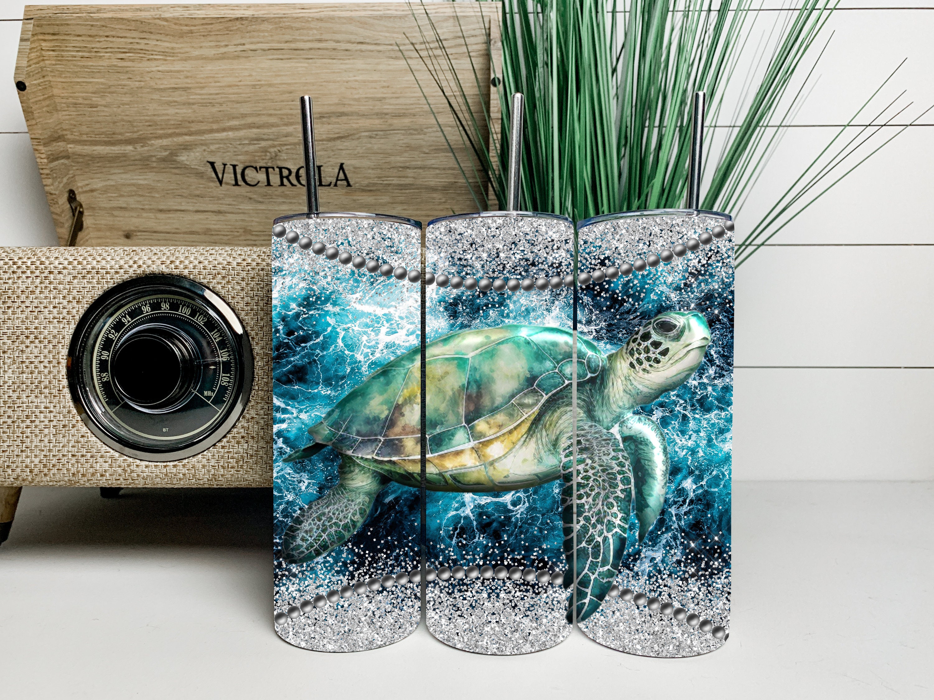 Sea Turtles Sublimation Tumbler Designs Glitter Ocean 20oz - Etsy