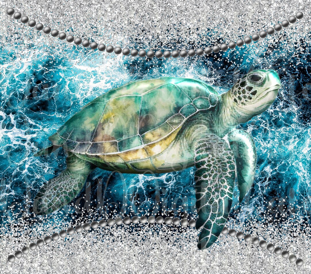 Sea Turtles Sublimation Tumbler Designs, Glitter Ocean 20oz Skinny ...