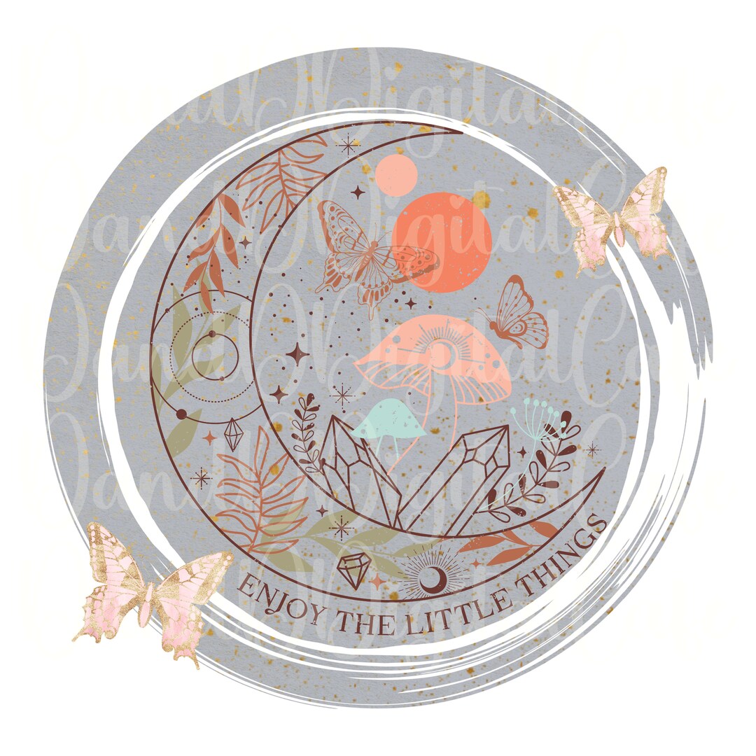 Enjoy the Little Things Png, Retro Celestial Png, Retro Wildflower Png ...