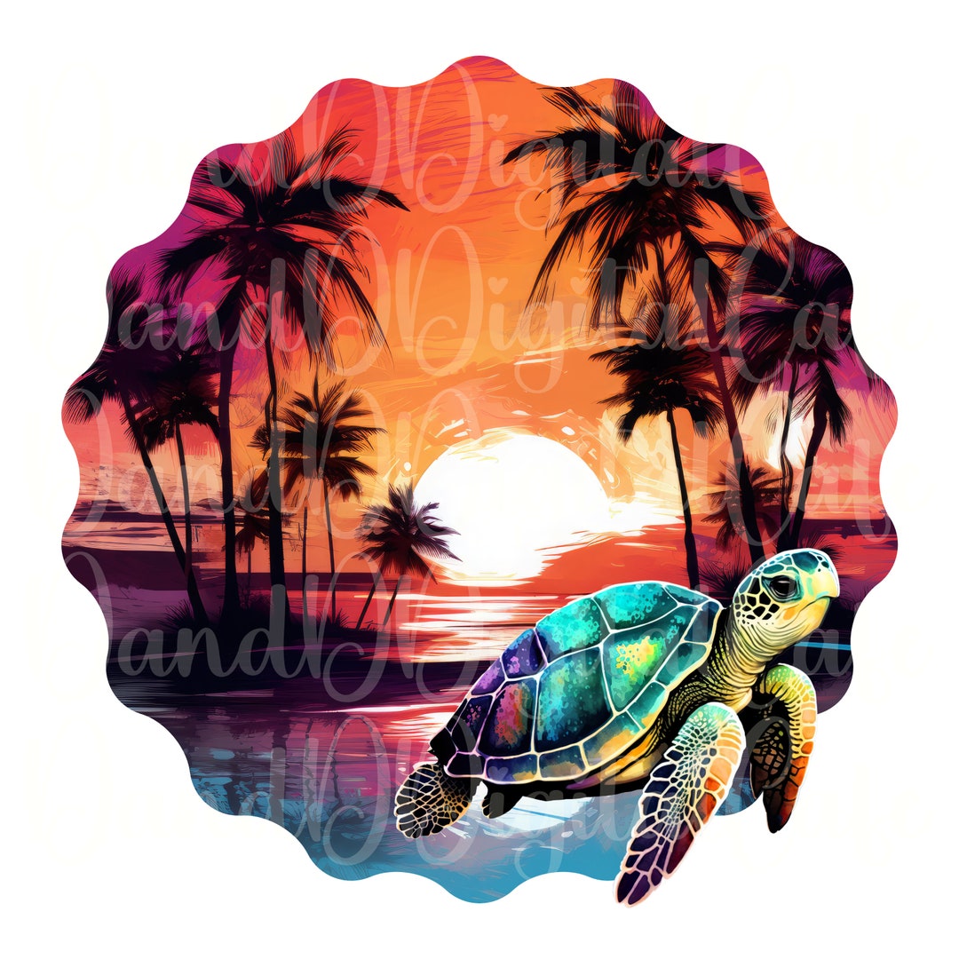 Beach Sunset Sea Turtle Clipart Png Sublimation Design Summer - Etsy