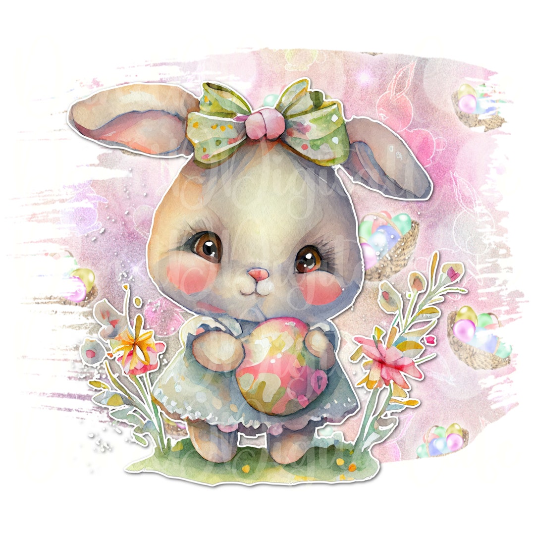 Easter Clipart Watercolor Easter Bunny Clip Art Digital Download PNG ...