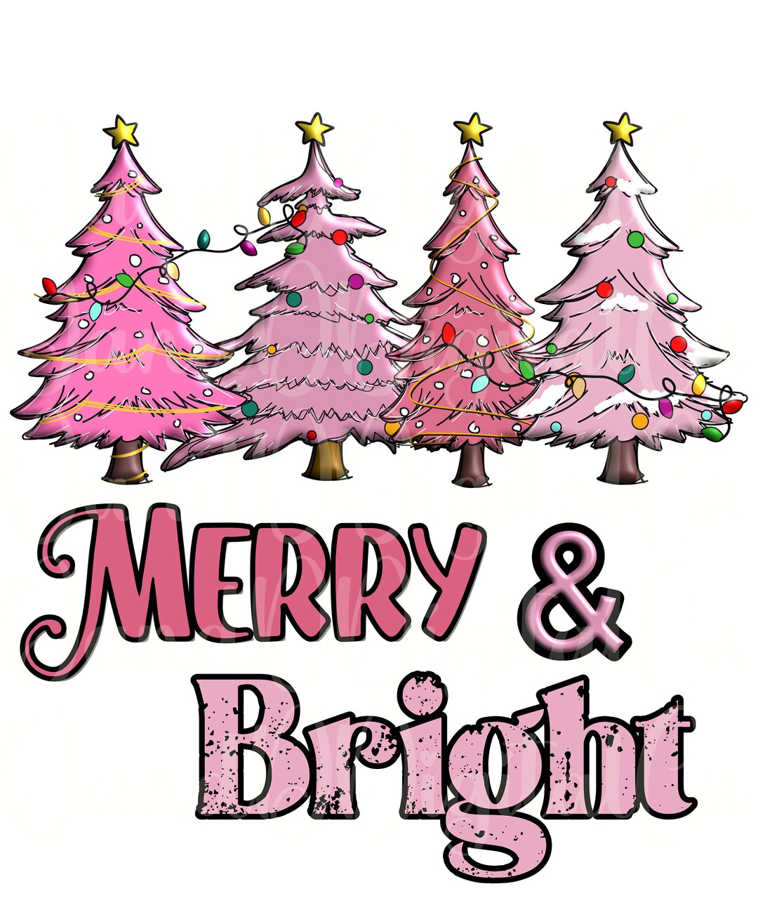 Merry and Bright Png, Merry Christmas, Pink Tree Png, Pink, Christmas ...