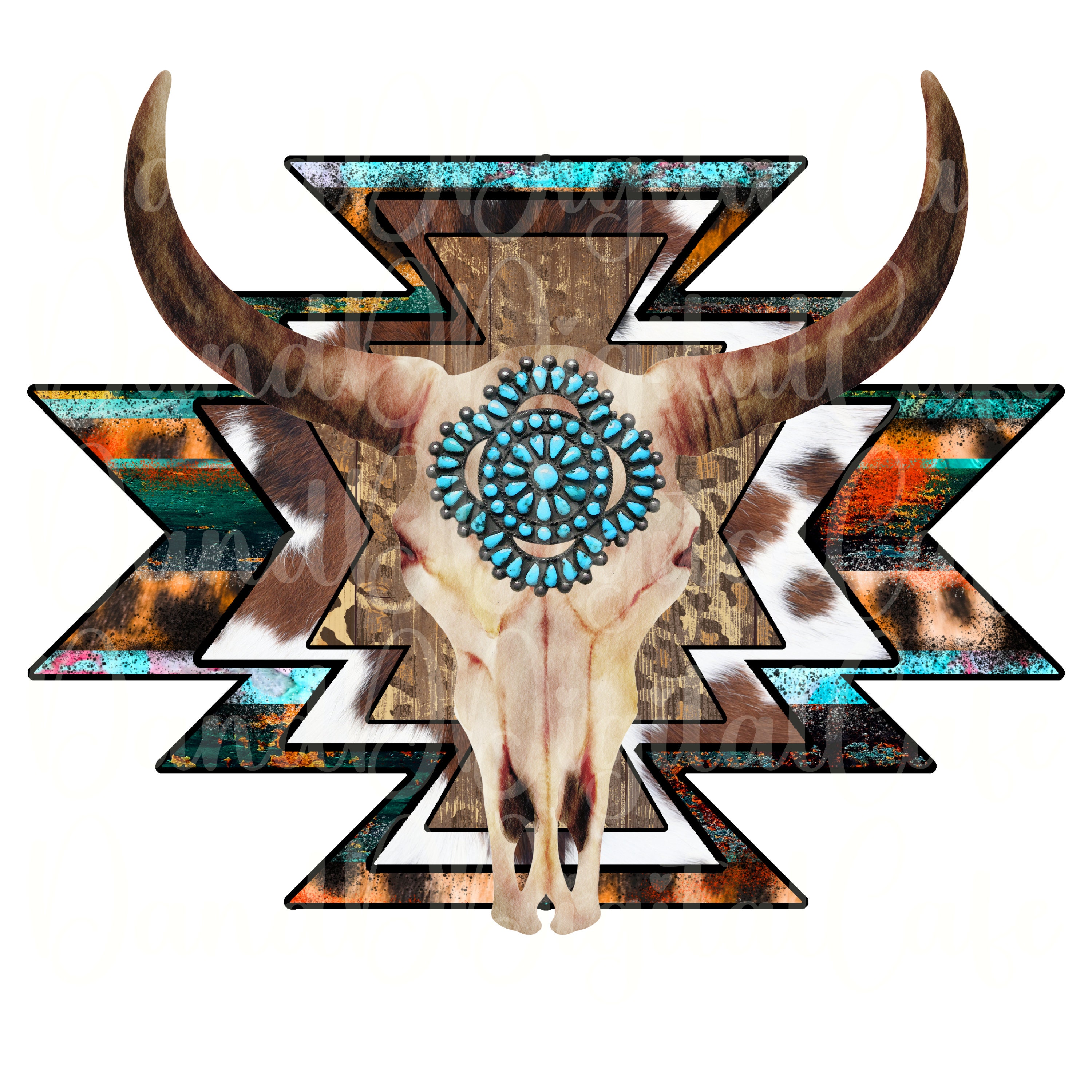 Aztec Bull Skull PNG Sublimation Design Gemstone Bull Skull - Etsy