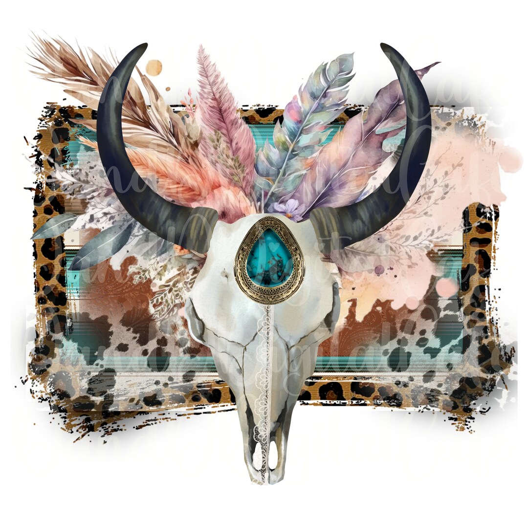 Western Bull Skull Png Sublimation Design Bull Skull Png - Etsy
