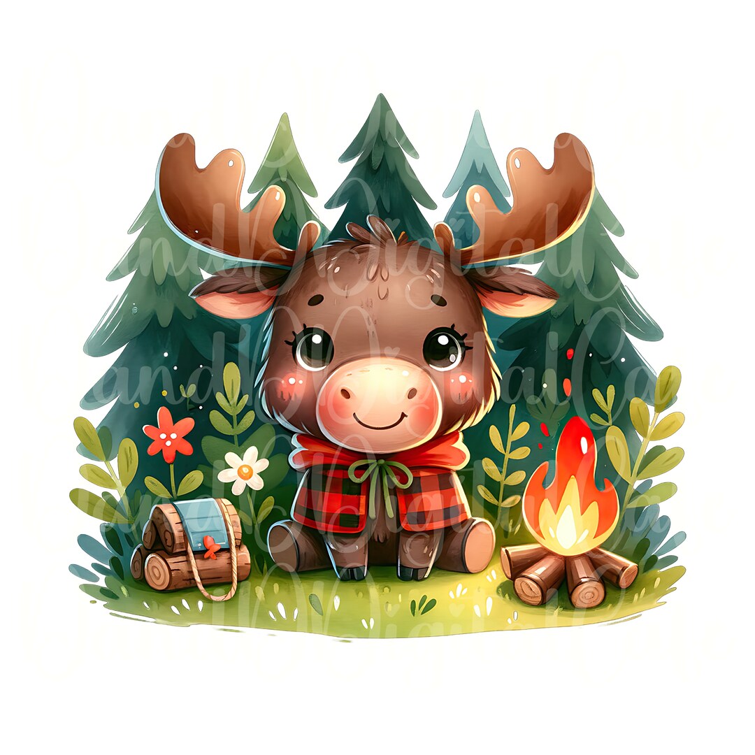 Cute Moose Camping Png, Camp PNG, Camping Design PNG, Camping Png ...