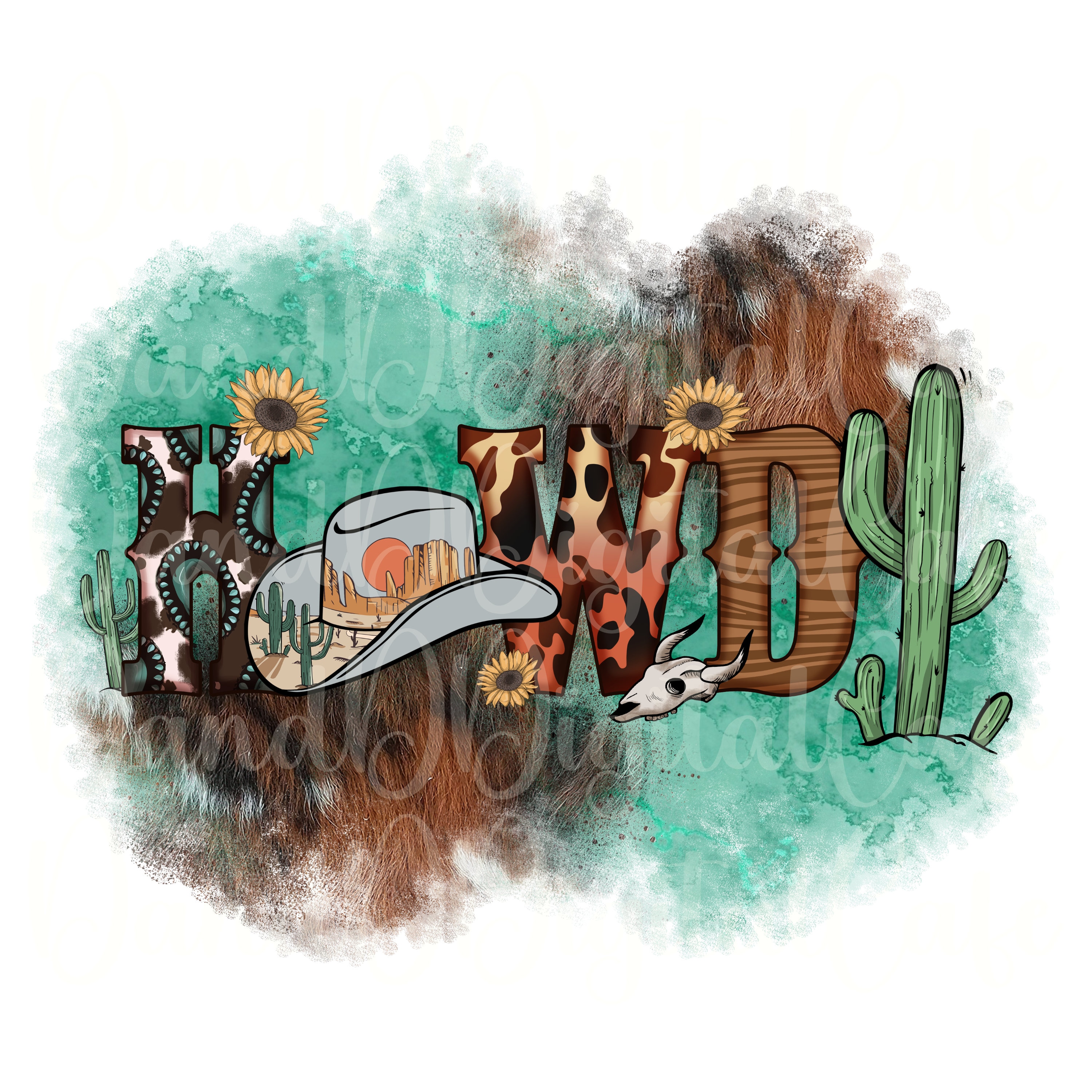 Howdy, Howdy Background PNG, Howdy Sublimation, Howdy Cowhide Teal ...