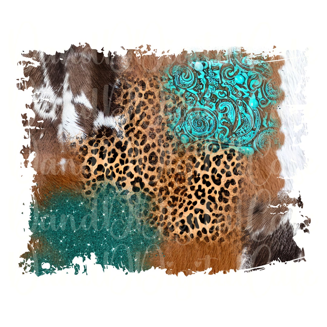 Diseño de sublimación PNG de fondo de brillo turquesa de leopardo de ...
