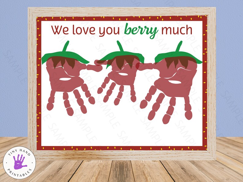 Strawberry Handprint Keepsake From Three Kids Instant Download 8x10 ...