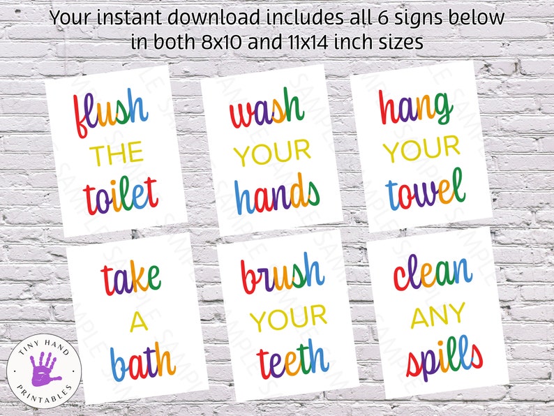 Rainbow Bathroom Signs | Instant Download | Kid or Toddler Bathroom ...