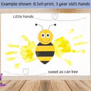 Baby or Toddler Handprint Keepsake Bee | Instant Download | Two Sizes ...