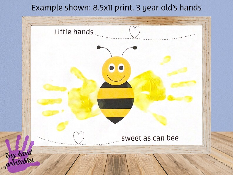 Baby or Toddler Handprint Keepsake Bee | Instant Download | Two Sizes ...