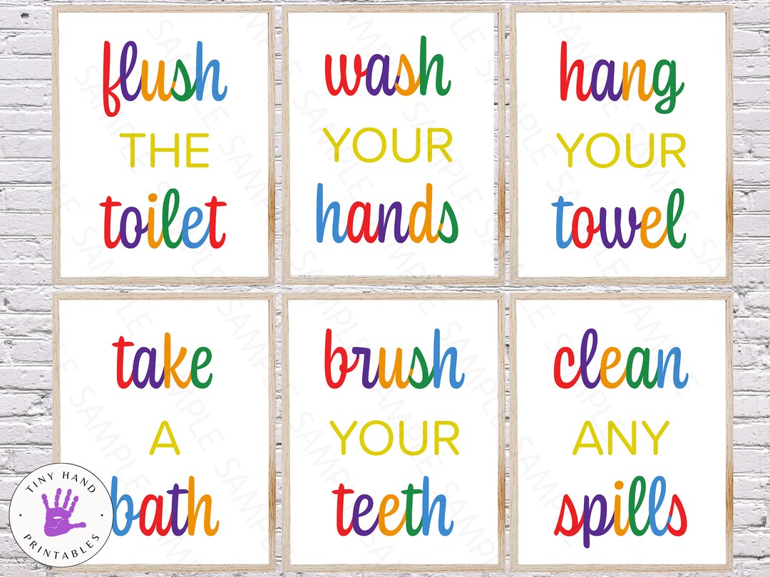 Rainbow Bathroom Signs | Instant Download | Kid or Toddler Bathroom ...