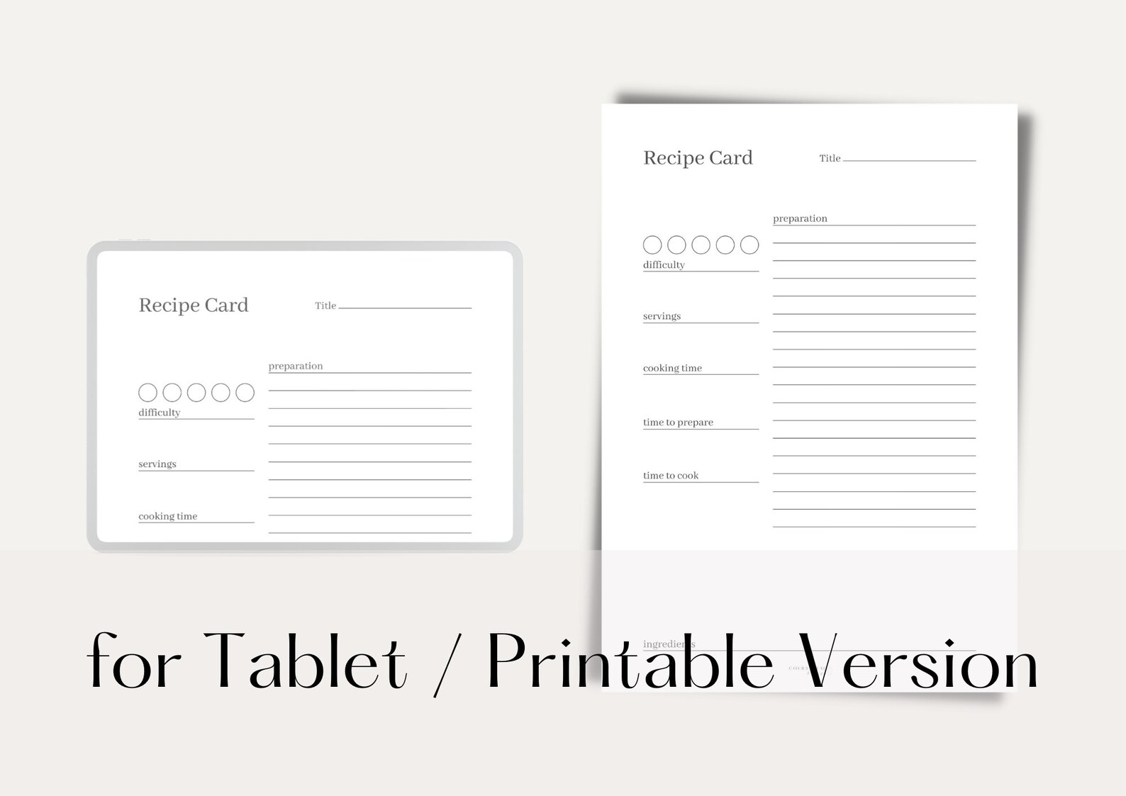 Recipe Card, Instant Download, Printable, PDF - Ricetta, Download ...