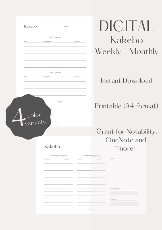 Kakebo Instant Download Printable PDF Kakebo Download - Etsy