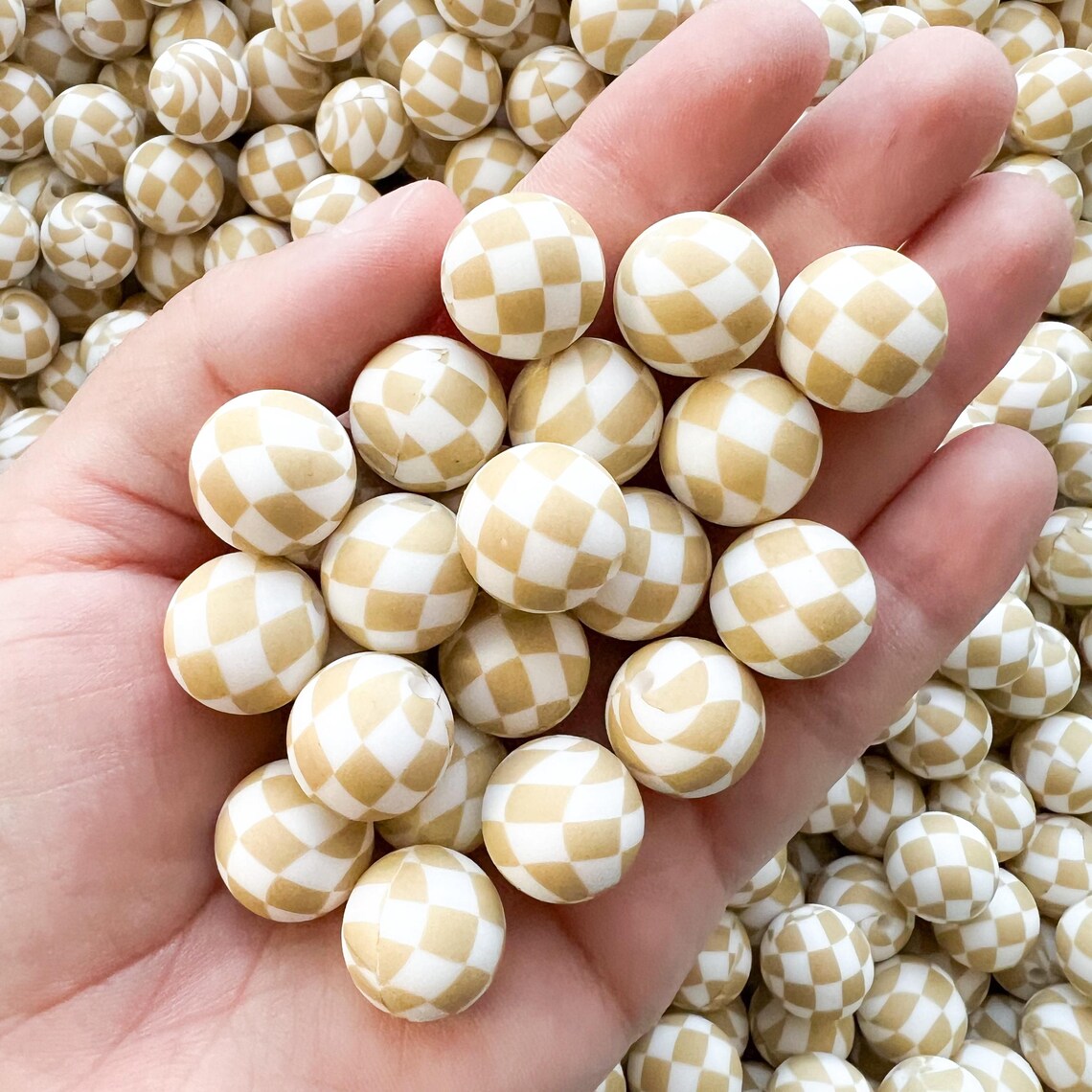 15mm Checkered Silicone Print Beads (pack of 10) - Etsy