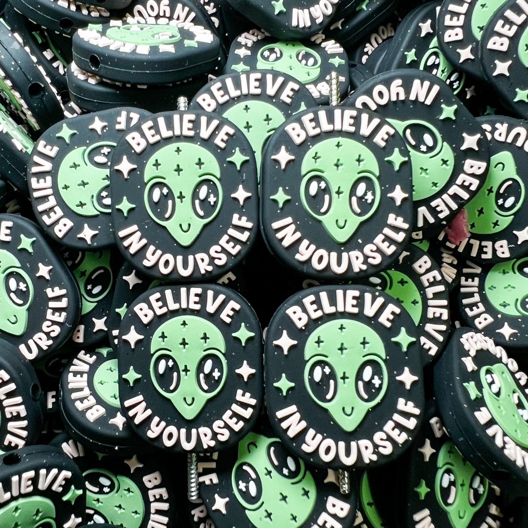 Believe in Yourself Alien Silicone Focal Bead (pack of 2) - Etsy