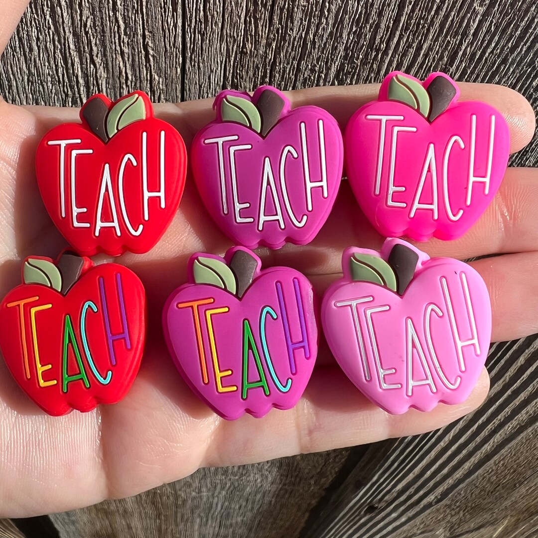TEACH Apple Silicone Beads Teacher Silicone Beads Apple - Etsy Canada