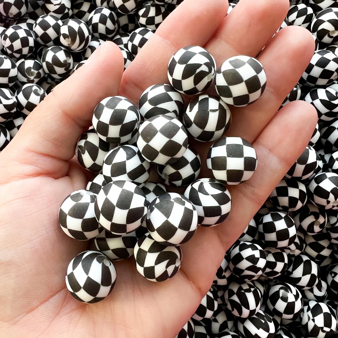 15mm Checkered Silicone Print Beads (pack of 10) - Etsy