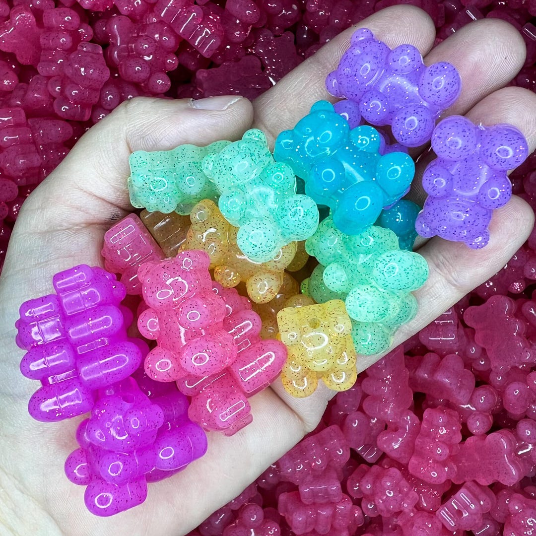 Glitter Jelly Gummy Bear Silicone Beads - Etsy