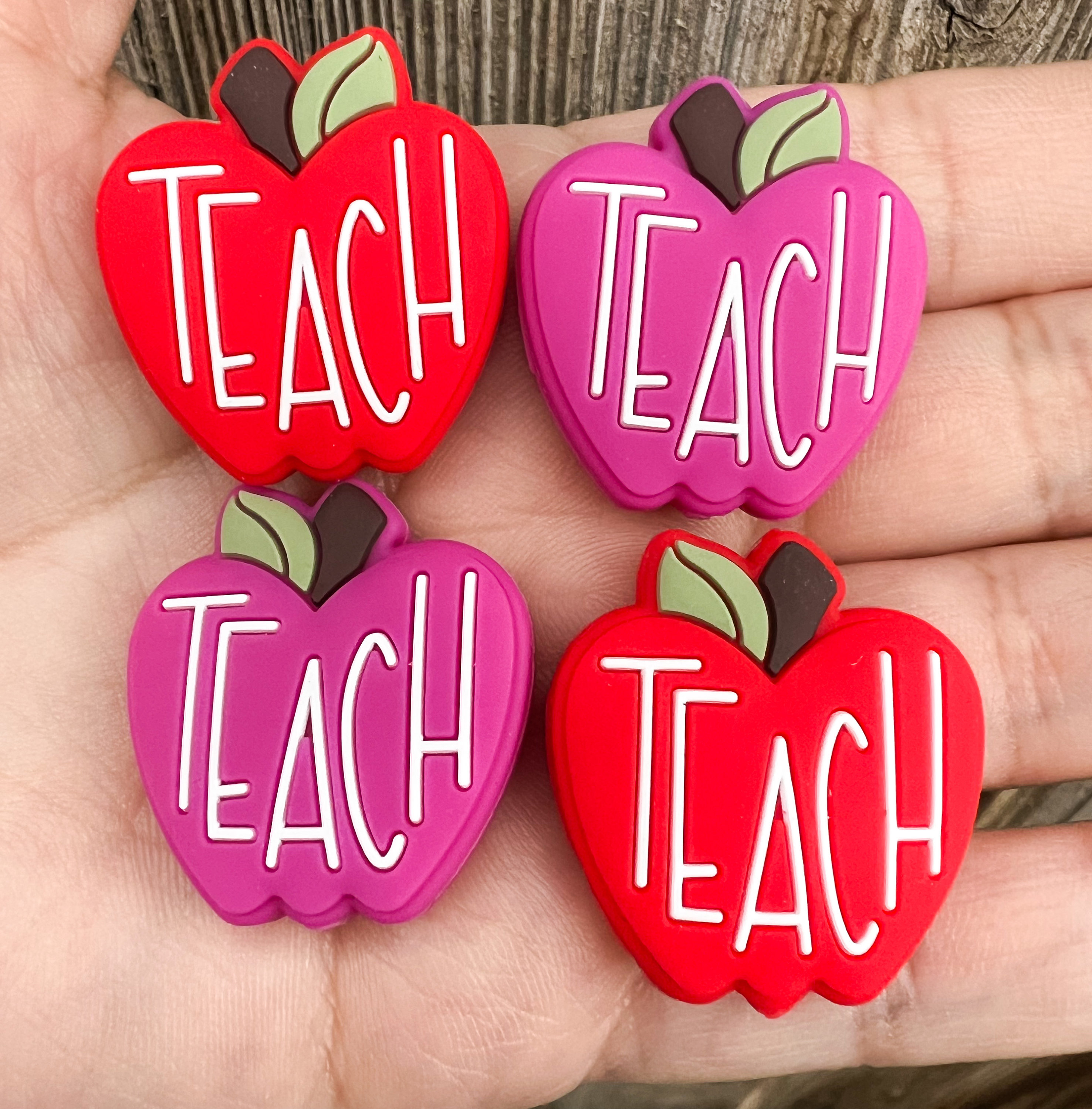 TEACH Apple Silicone Beads Teacher Silicone Beads Apple - Etsy Canada