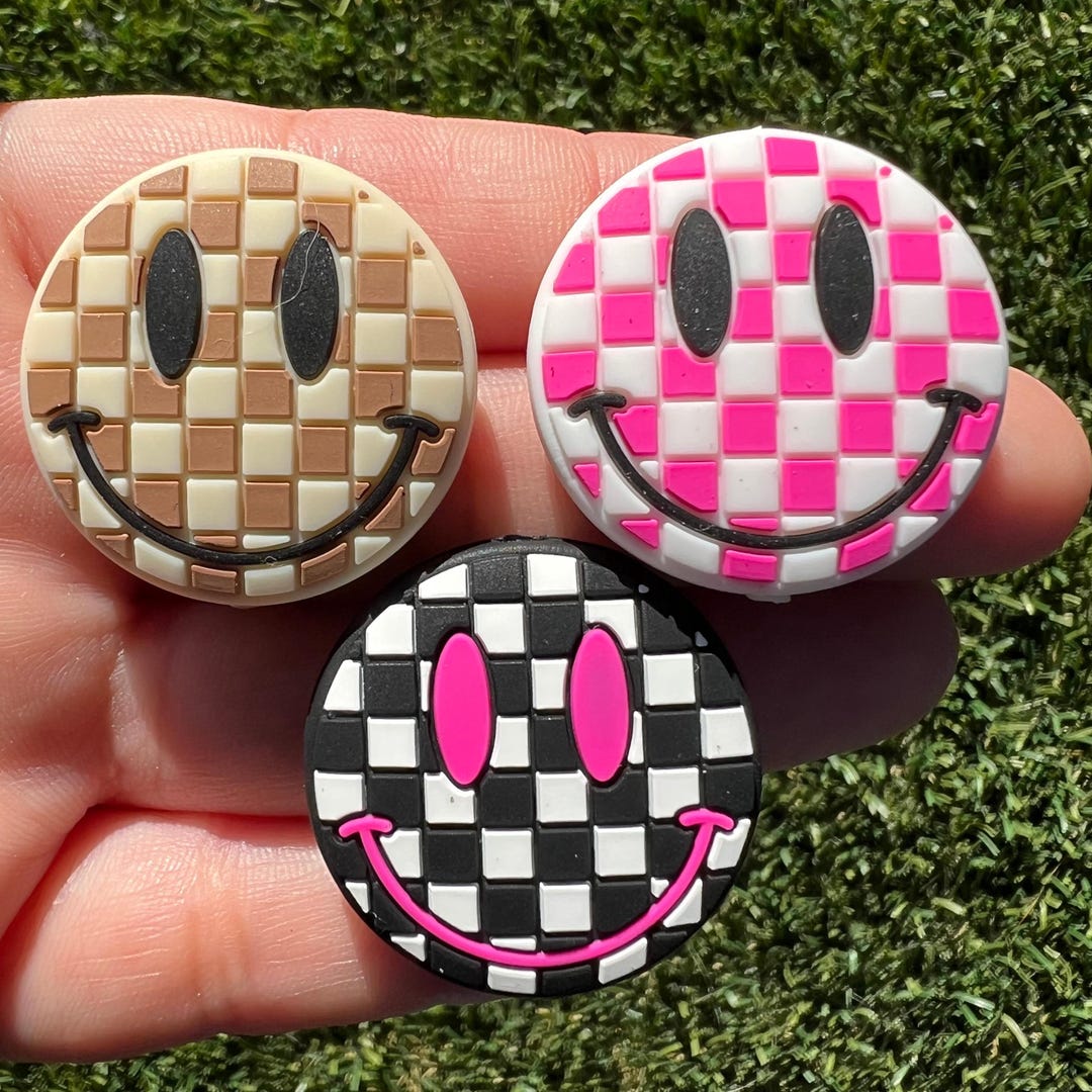 Checkered Smile Silicone Focal Beads (pack of 2) - Etsy