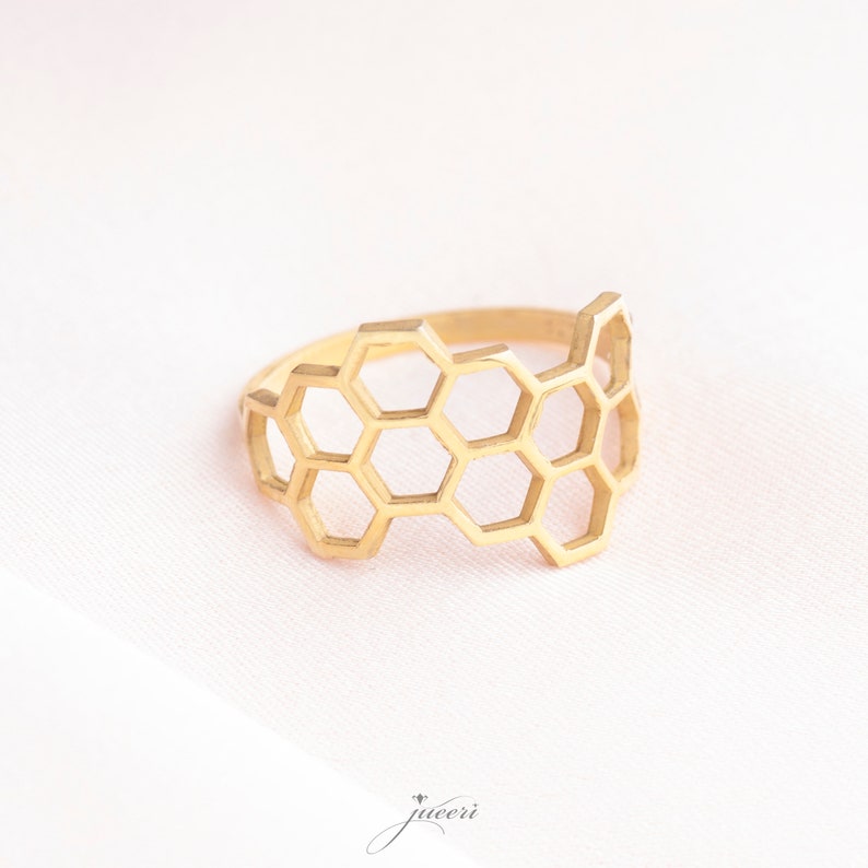925K Silver Honeycomb Ring Minimal Bee Comb Ring Hexagon - Etsy