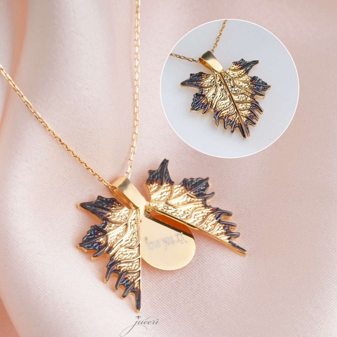Personalized Sterling Silver Leaf Locket Necklace - Hidden Message - Etsy