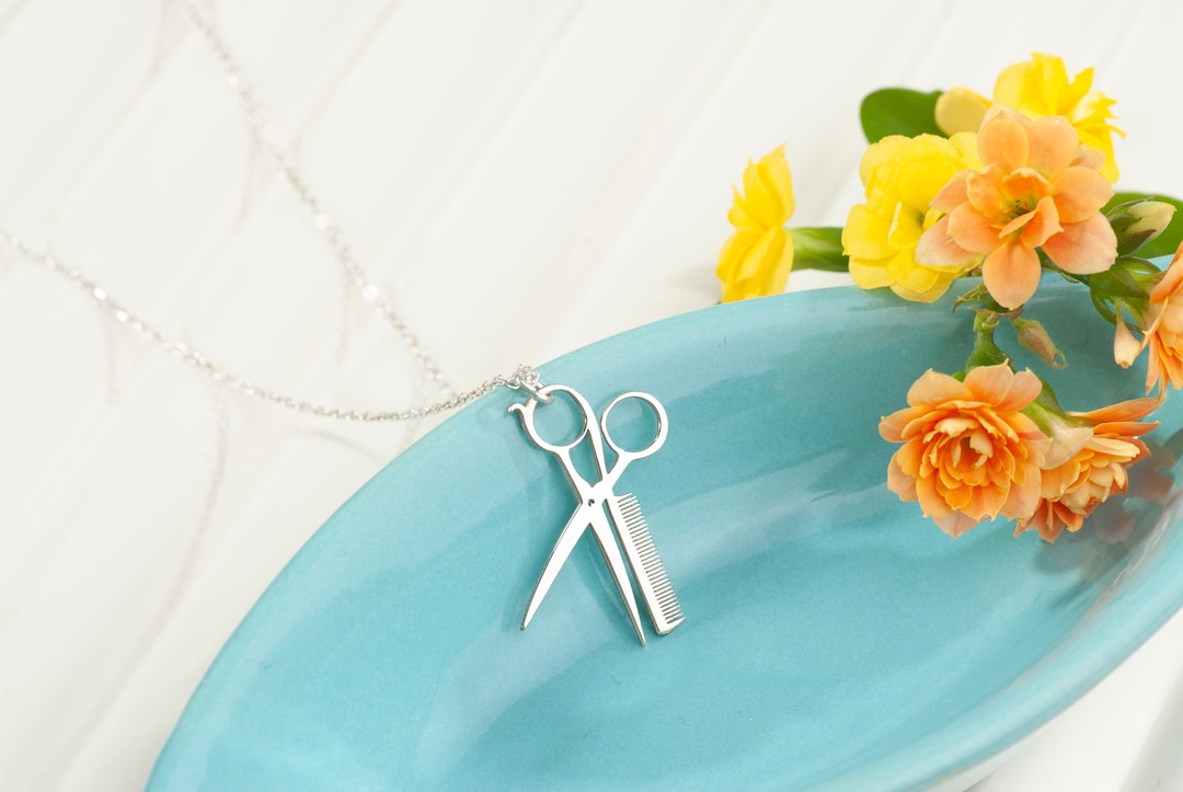 Silver Barber Scissors Necklace, Hairdresser Jewelry, Scissor Charm ...