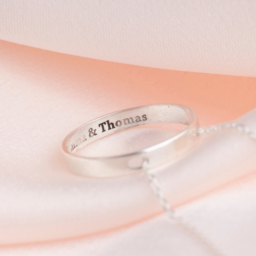 925K Silver Personalized Wedding Ring Necklace - Custom Engagement ...