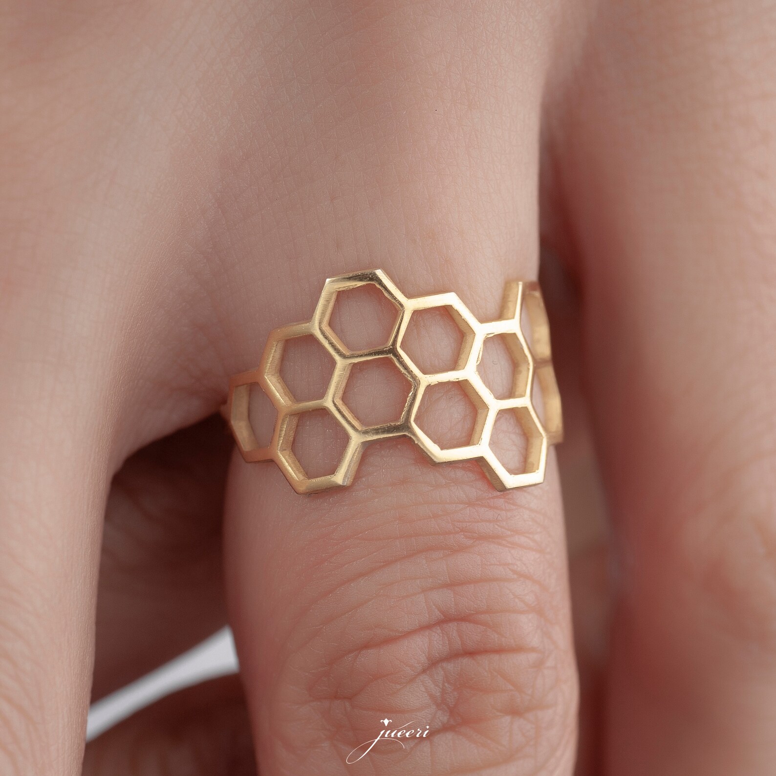 925K Silver Honeycomb Ring Minimal Bee Comb Ring Hexagon - Etsy