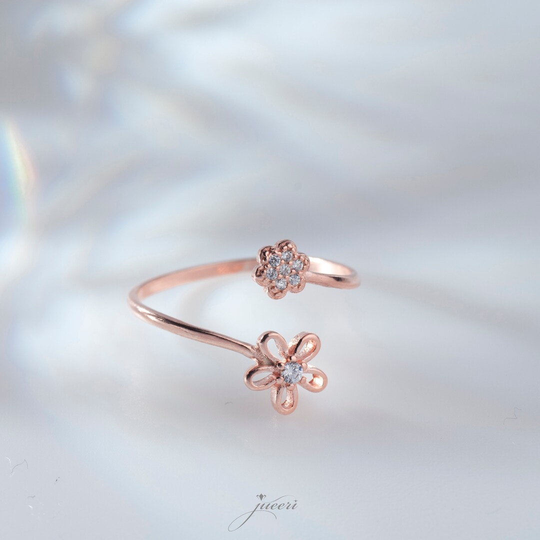 Dainty Sakura Ring: 925 Sterling Silver Adjustable Flower Band - Etsy