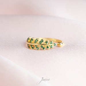 925K Silver Green Flower Ring for Women, Emerald Green Leaf Ring, Tree ...