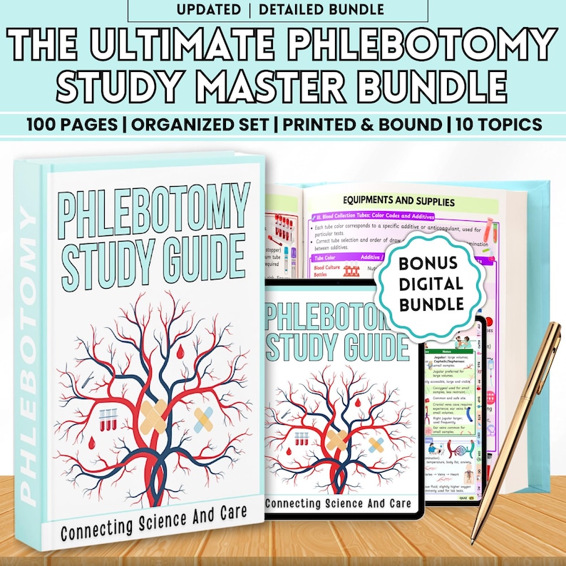 Phlebotomy Study Guide Physical Book | Blood Draw & Nursing Study Aid ...