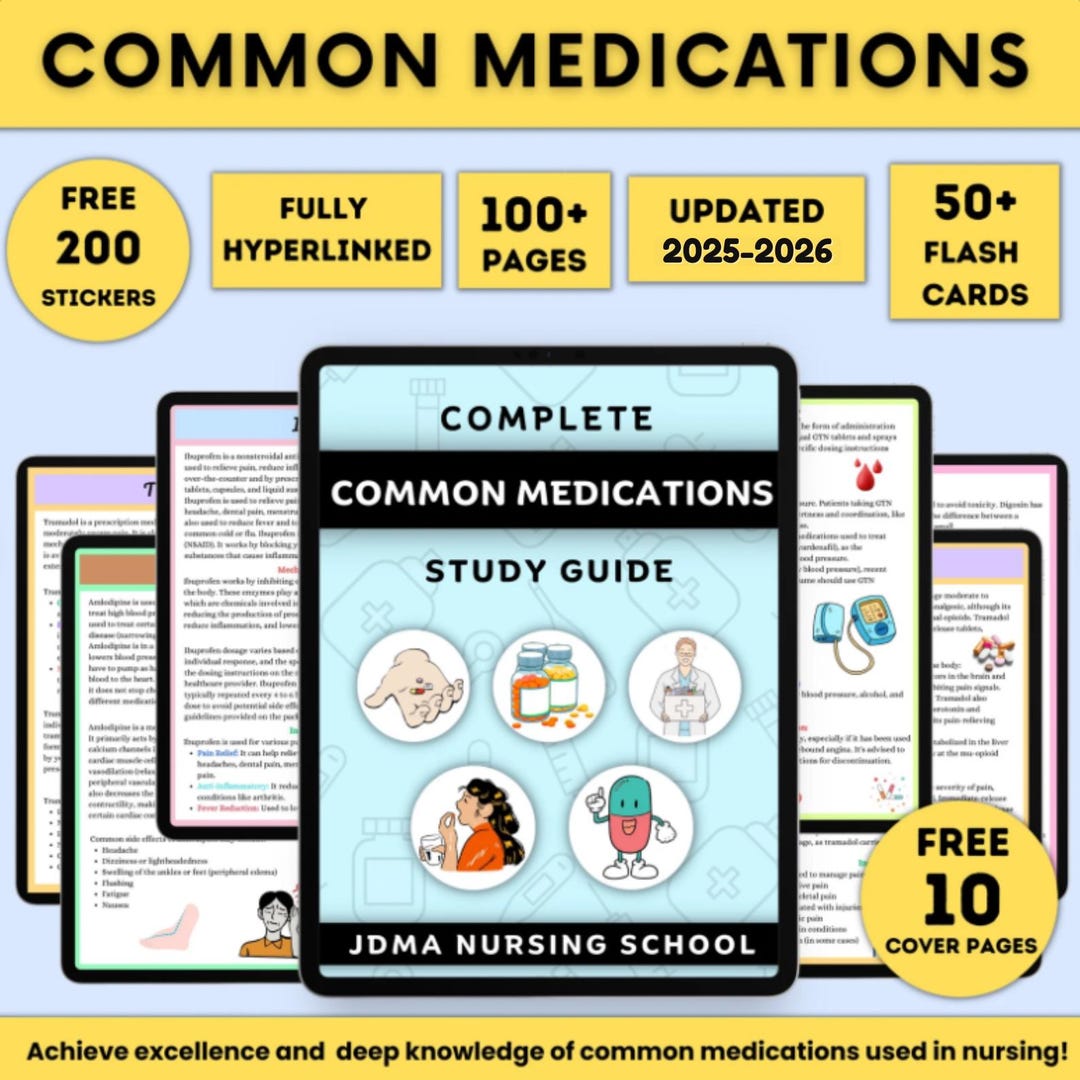 Common Medications Bundle Flashcards and Stickers Medication ...