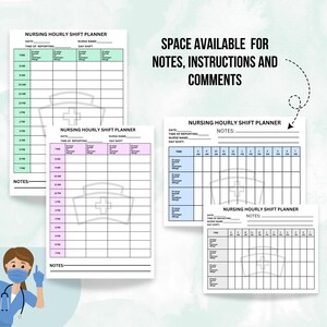 Nurse Hourly Shift Planner Editable | 4 Patient Medication | Report ...