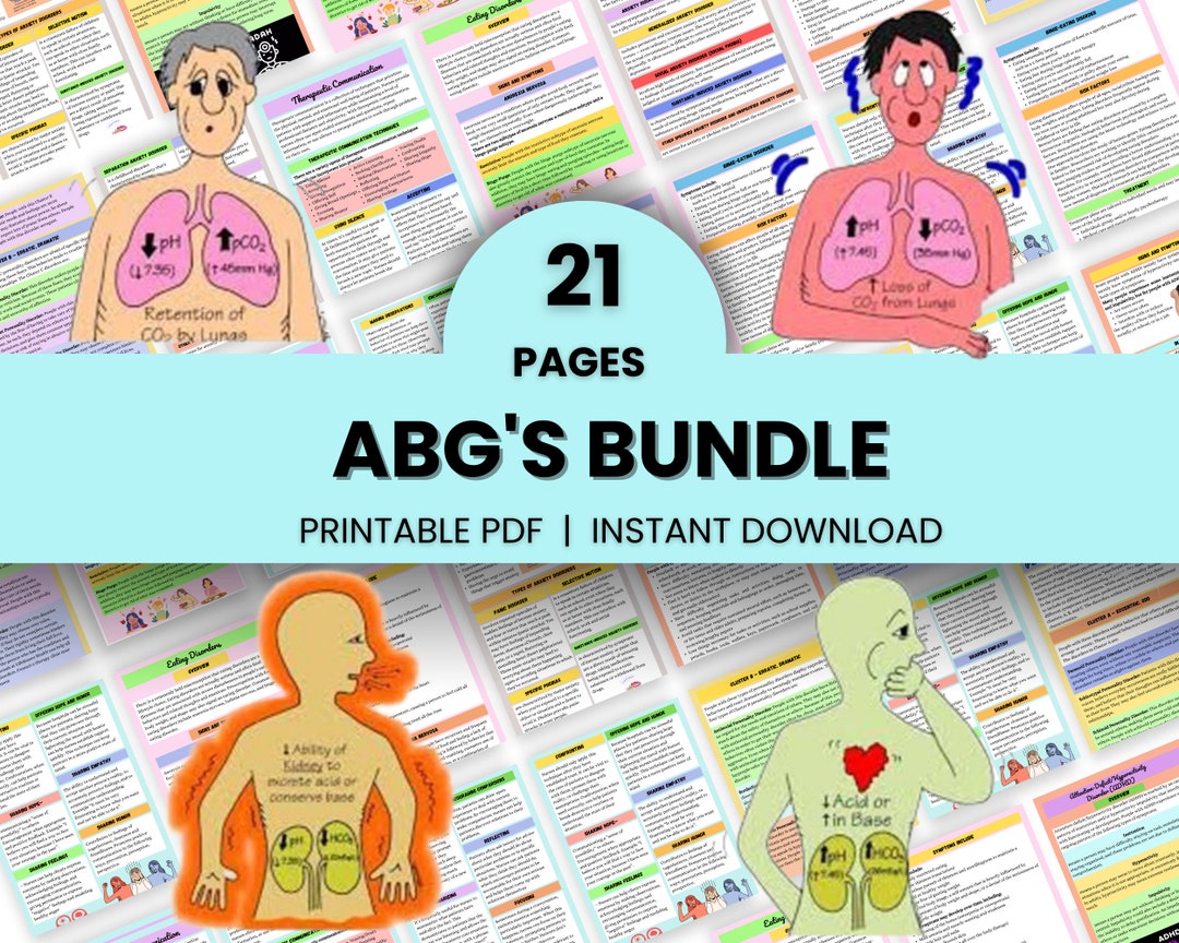 Abgs Bundle 21 Pages | Nursing Study Guide | Arterial Blood Gases ...