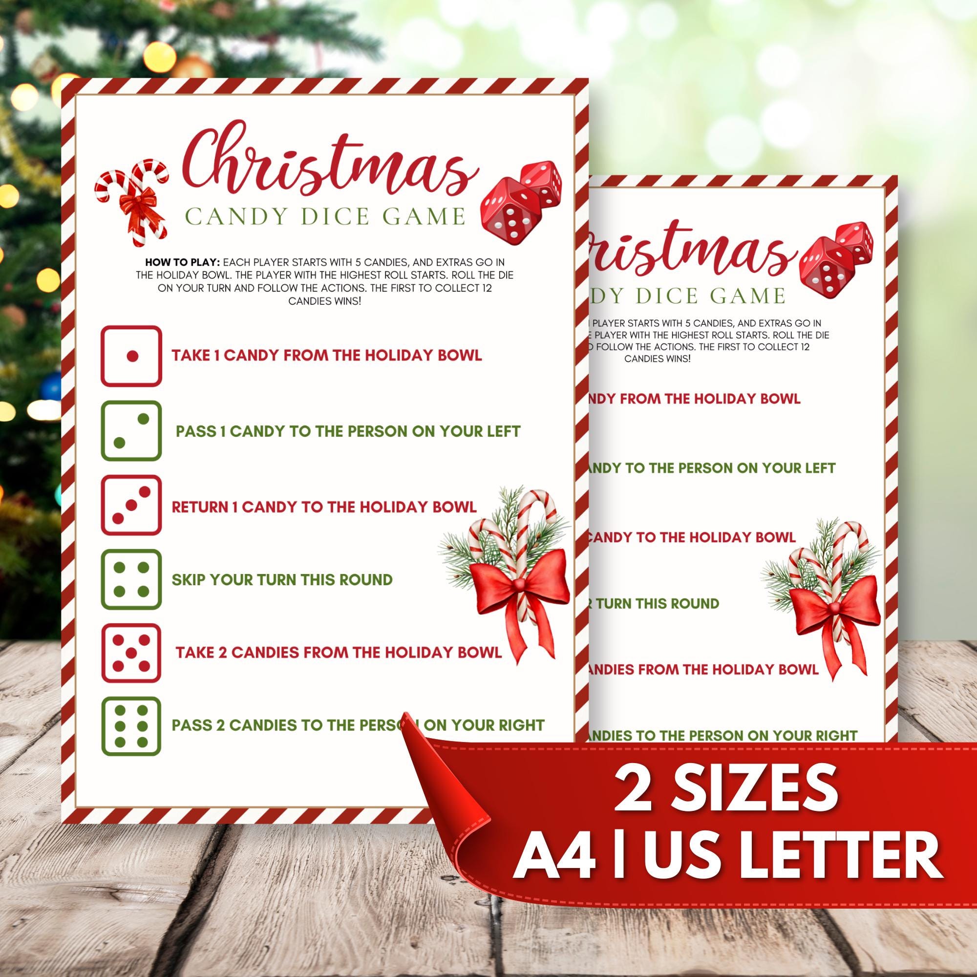 Christmas Candy Dice Game, Printable Games, Kids Candy Games, Christmas ...