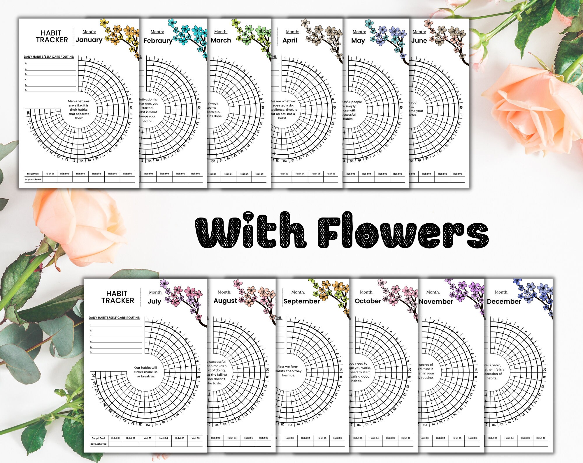 Daily Habit Tracker Printable Tracker Round Habit Tracker - Etsy Hong Kong