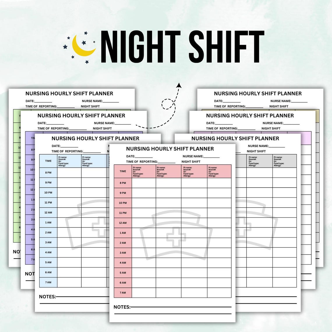 Nurse Hourly Shift Planner Editable | 4 Patient Medication | Report ...