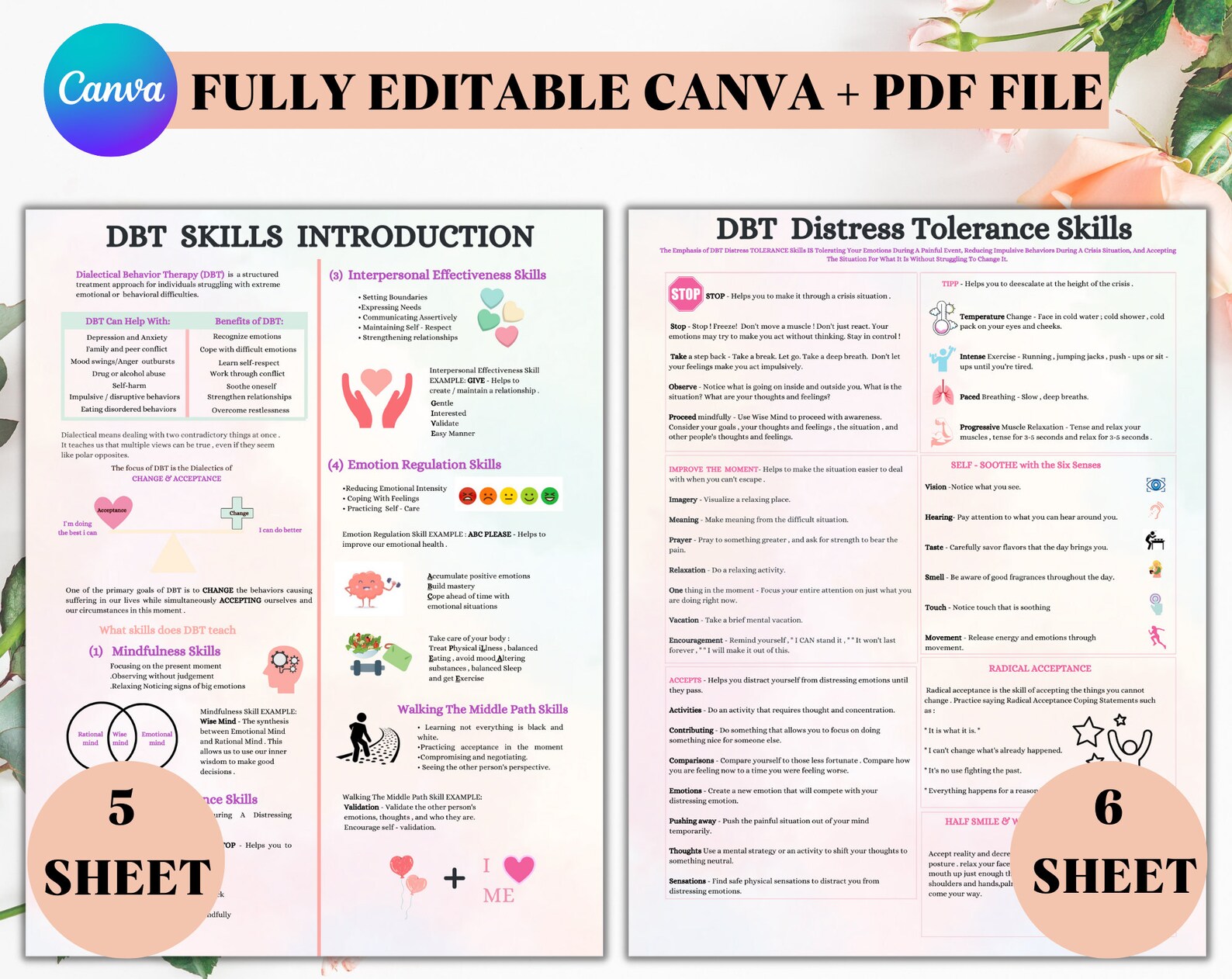 DBT Coping Skill Cards DBT Cards Printable Cards DBT - Etsy