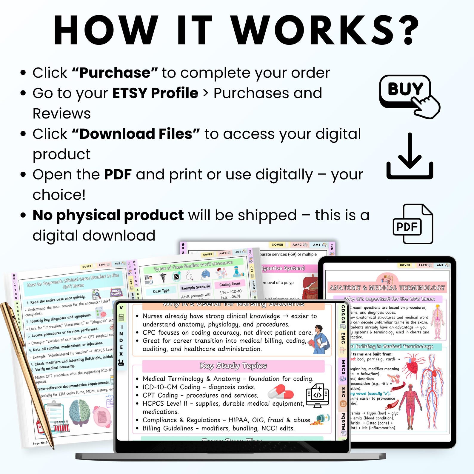 Medical Coding Study Guide Bundle, Nursing Study Notes, ICD-10 & CPT ...