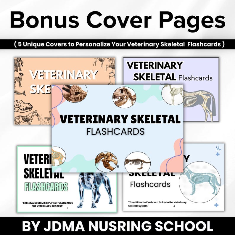 Veterinary Skeletal System Flashcard, 8+ Topics, 5 Bonus Cover Pages ...