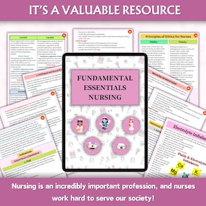 Fundamental Essentials Nursing Bundle 99+pages | Nursing Study Guide ...