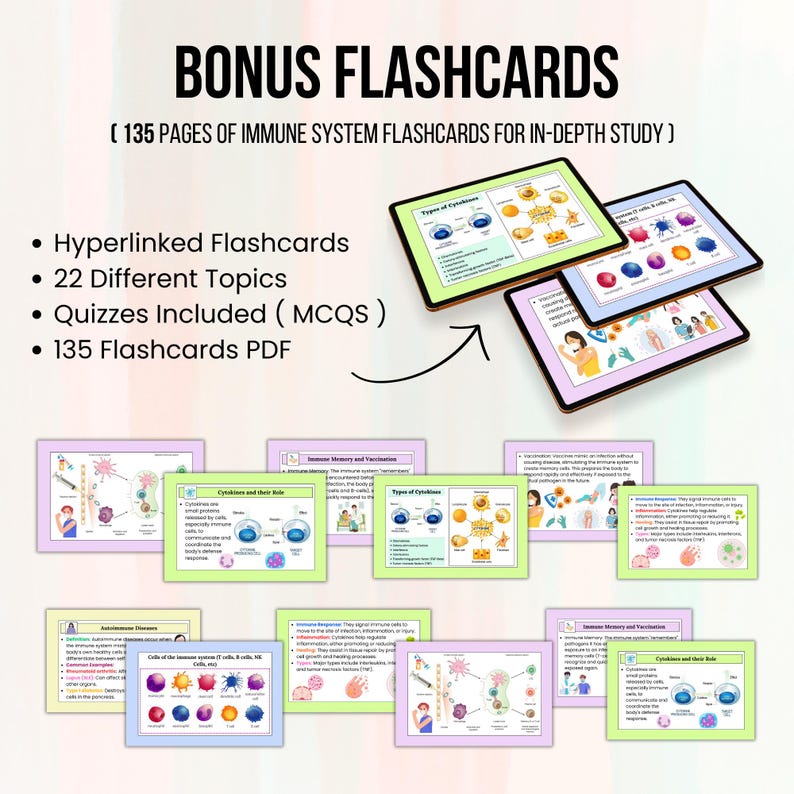 Immune System Notes Hyperlinked With Flashcards or Stickers | Nursing ...