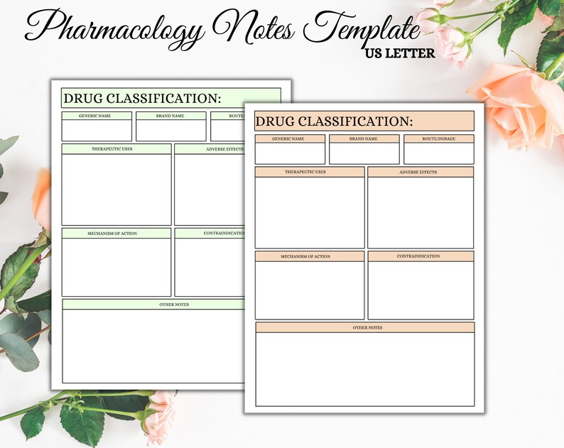 Pharmacology Note | Drug Sheet | Printable Sheet | Nursing Templates ...