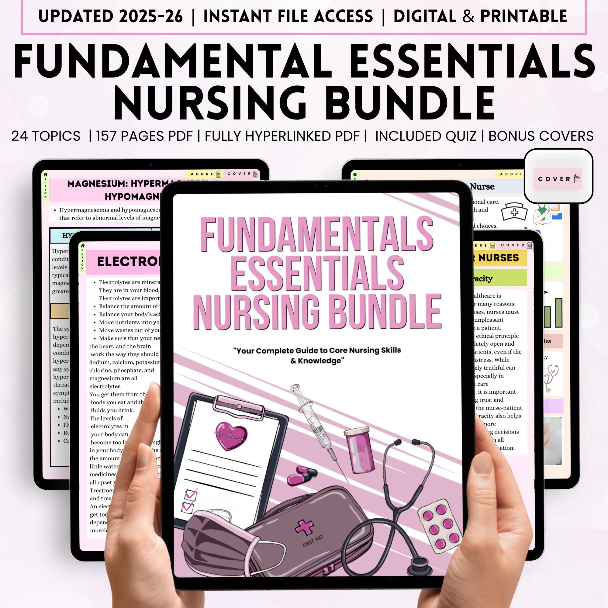 150+ Fundamental Essentials Nursing Bundle, Nursing Study Guide ...